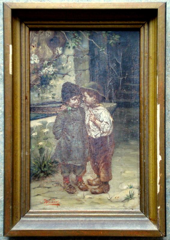 O/C of two children signed Wunsch ( Marie Mizzi Wunsch Austria/Italy ...