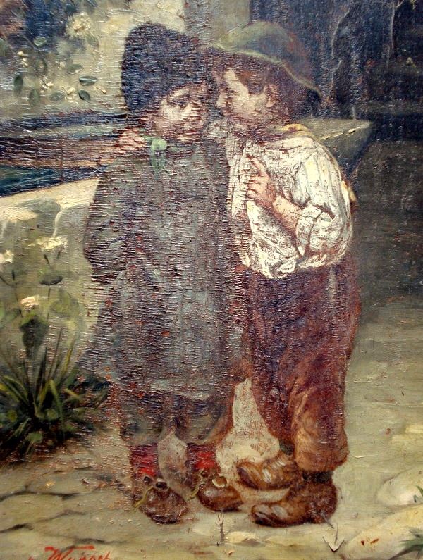 O/C of two children signed Wunsch ( Marie Mizzi Wunsch Austria/Italy ...