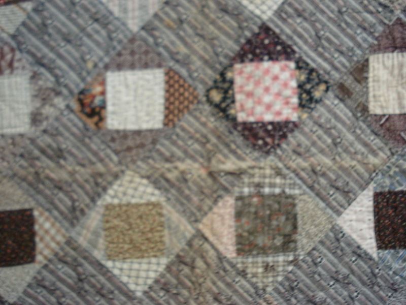 Patchwork quilt in earth tone colors, late 19th to early 20th century ...