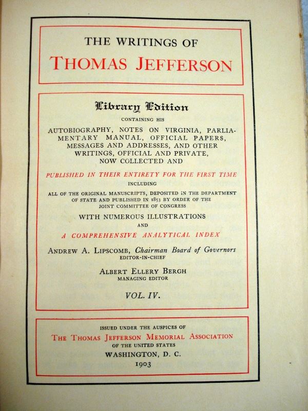 Two book sets including 20 volumes of "The Writings of Thomas Jefferson" - Library Edition issued un
