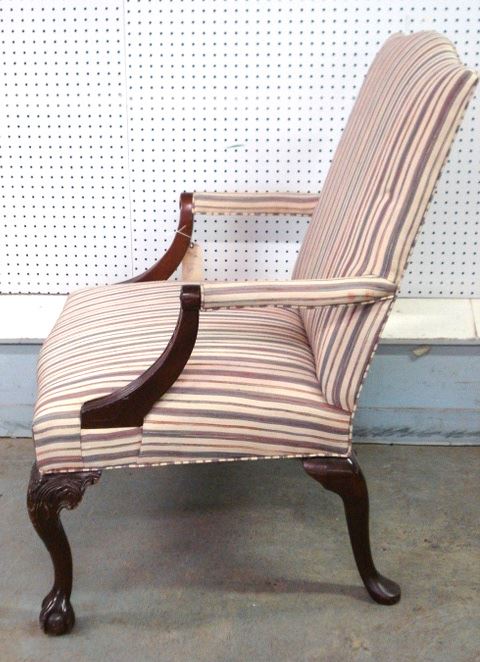 Martha Washington Chippendale style lolling chair with upholstered seat ...