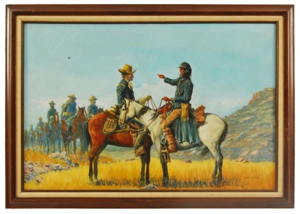 Bud Breen "Soldier & Indian" Painting