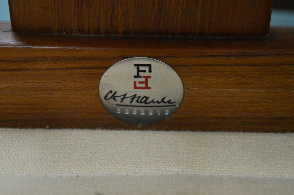 Mid-century modern teak framed loveseat with original finish and ...