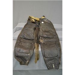 A pair of vintage leather and sheep skin lined aviation pants marked ...