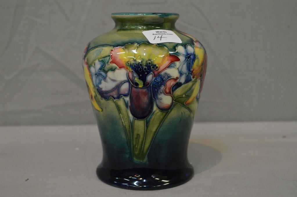 Moorcroft vase decorated in Iris pattern 5" in height