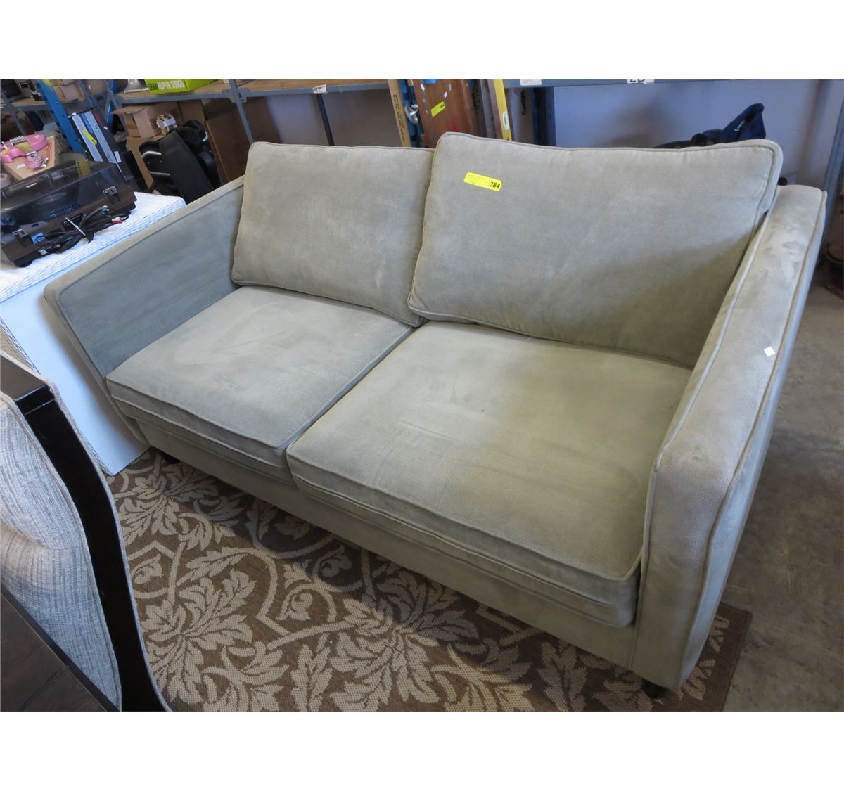 Grey upholstered 2 seat sofa - gently used