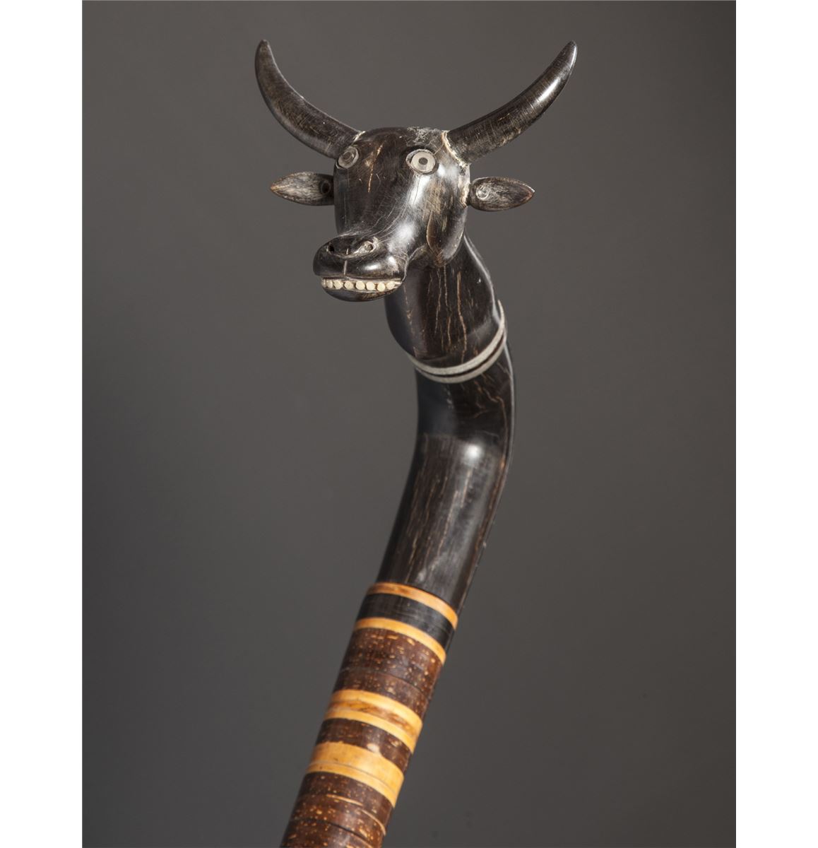 Smiling Longhorn Folk Art Cane