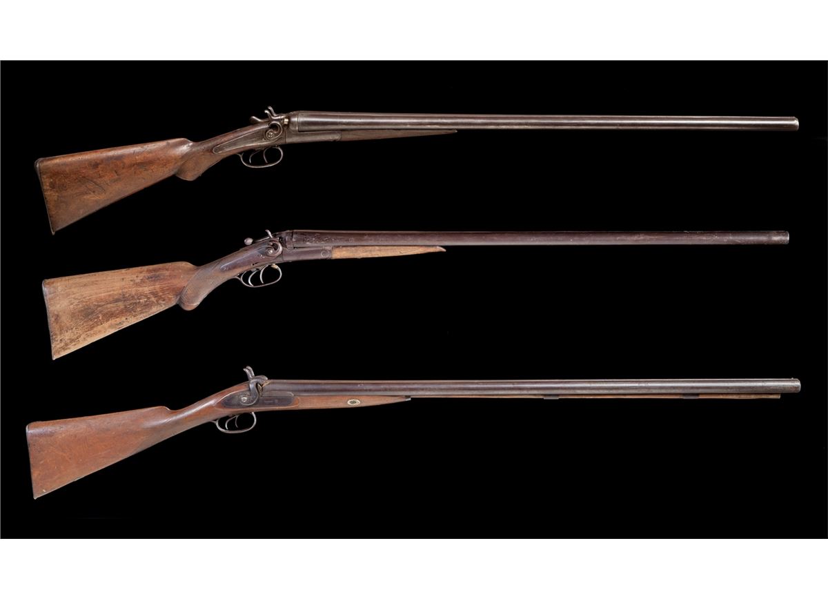 Three Antique Double Barrel Shotguns