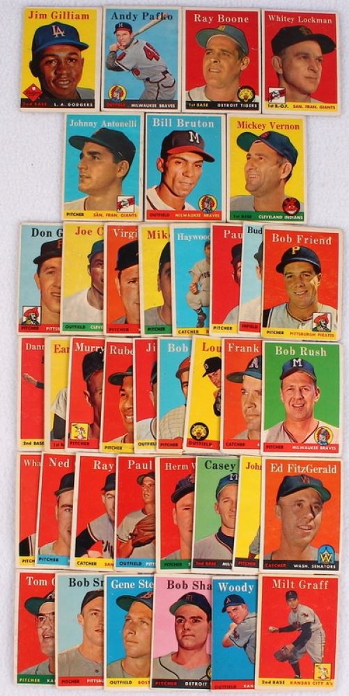 Lot of (38) 1958 Topps Baseball Cards Including Jim Gilliam, Andy Pafko ...