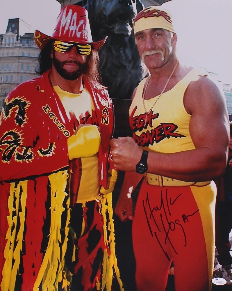 Hulk Hogan Signed WWF 16x20 Photo with "Macho Man" Randy Savage (JSA COA)