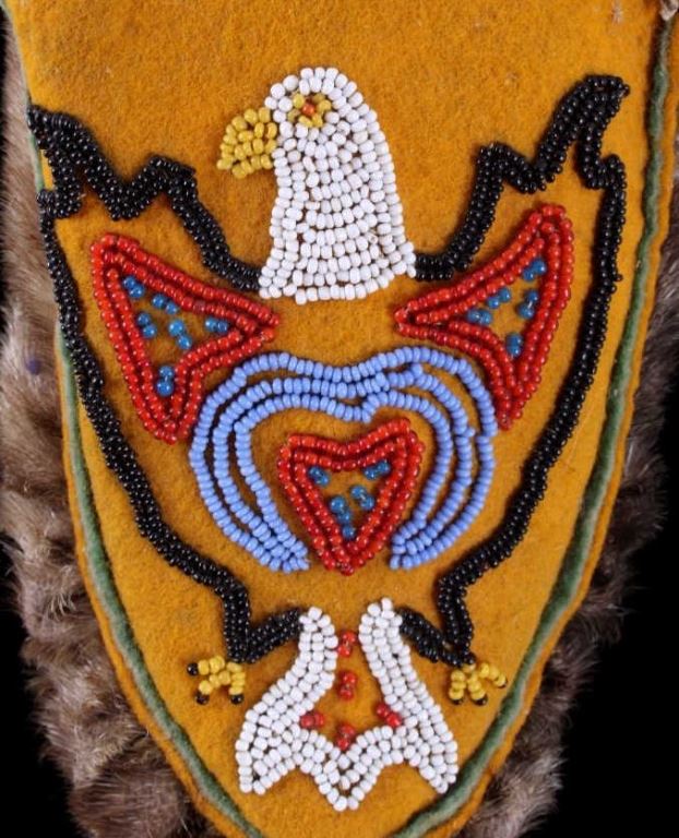 Eskimo Seal Skin Moccasins with Beaded Eagle