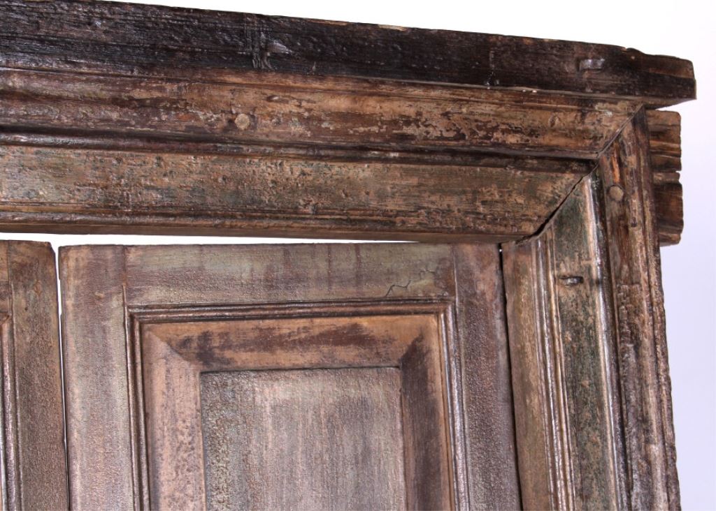 Early Antique French Doors Window with Banister