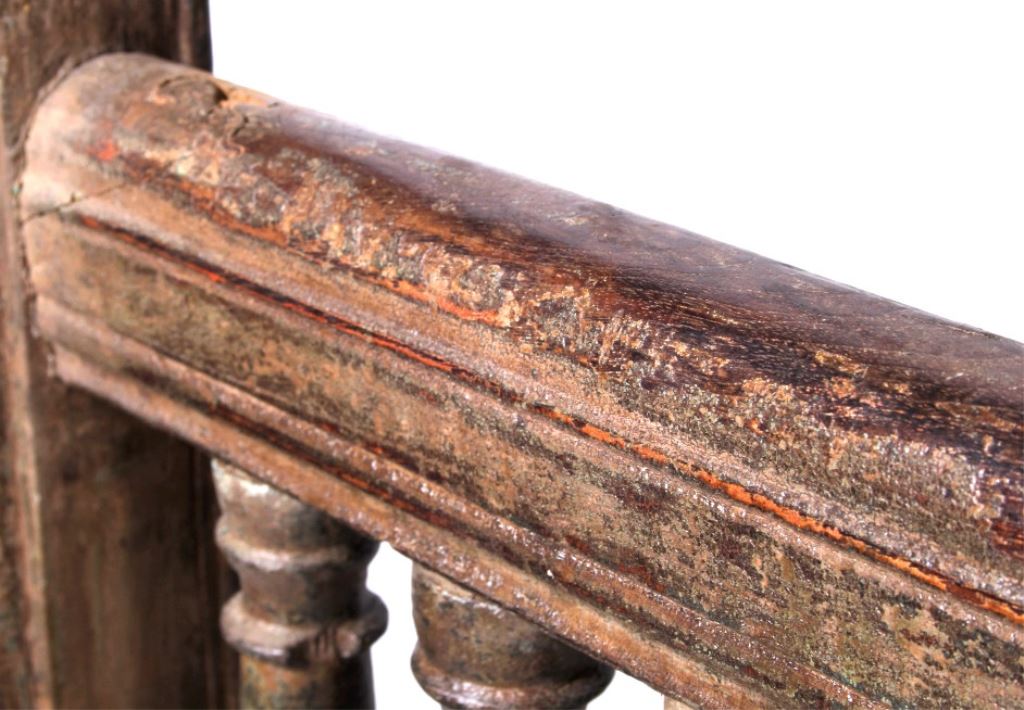 Early Antique French Doors Window with Banister