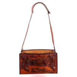 Maple Leaf Carved Leather Handbag