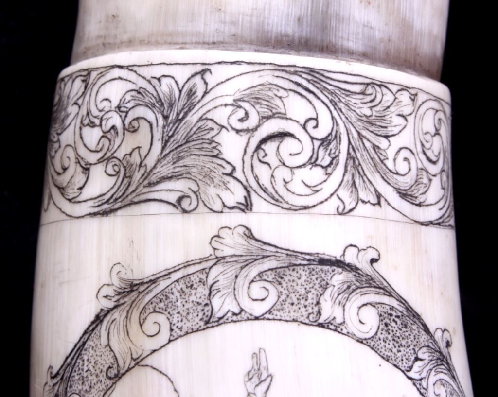 Antique Scrimshaw Powder Horn