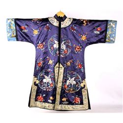 Antique Chinese Kesi Crane Silk Robe