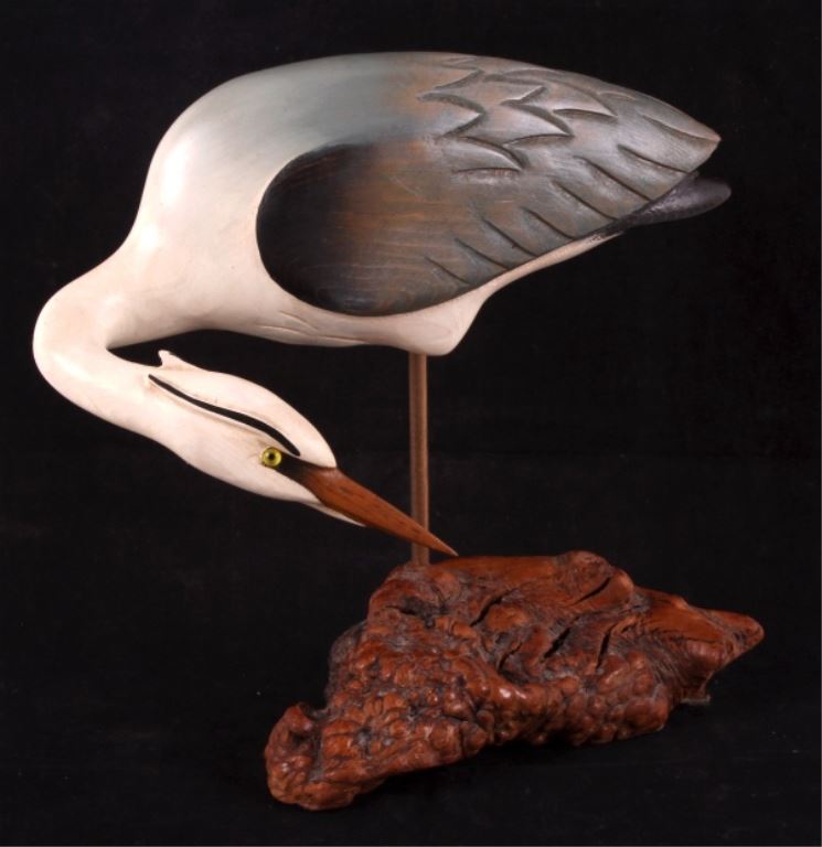 Big Sky Carvers Wooden Carved Great Blue Heron