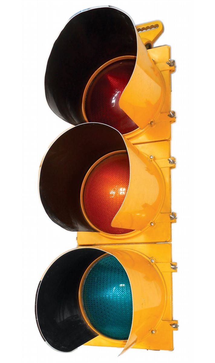 Automotive traffic light, Stop & Go, cast metal w/plastic lenses ...
