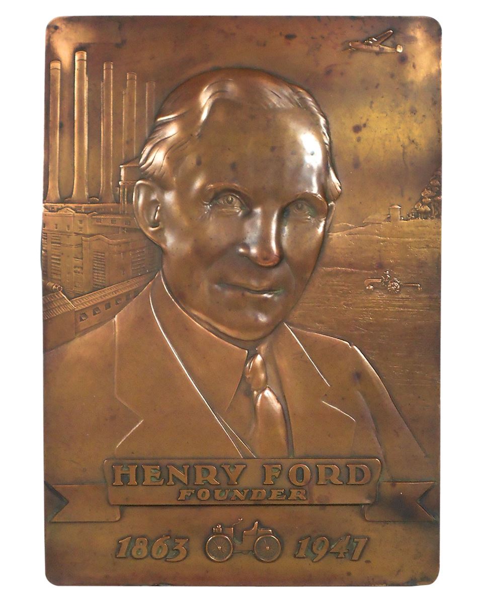 Automotive dealership plaque, Henry Ford, Founder, 1863-1947, embossed ...