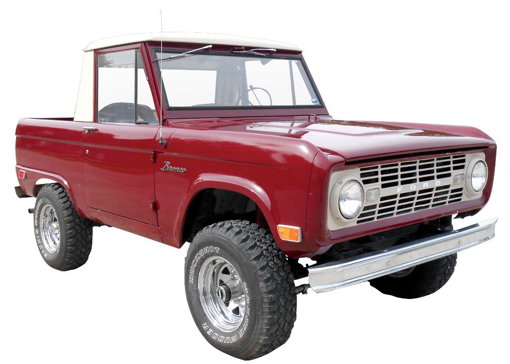 Pick-Up, 1968 Ford Bronco. Maroon with beige top (beautiful). Column ...
