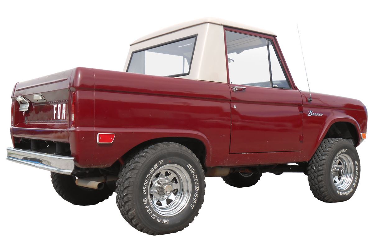 Pick-Up, 1968 Ford Bronco. Maroon with beige top (beautiful). Column ...