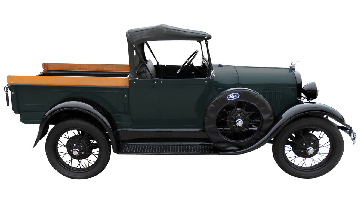 Pick-Up, 1929 Ford Model A Roadster. Black and green with black ...