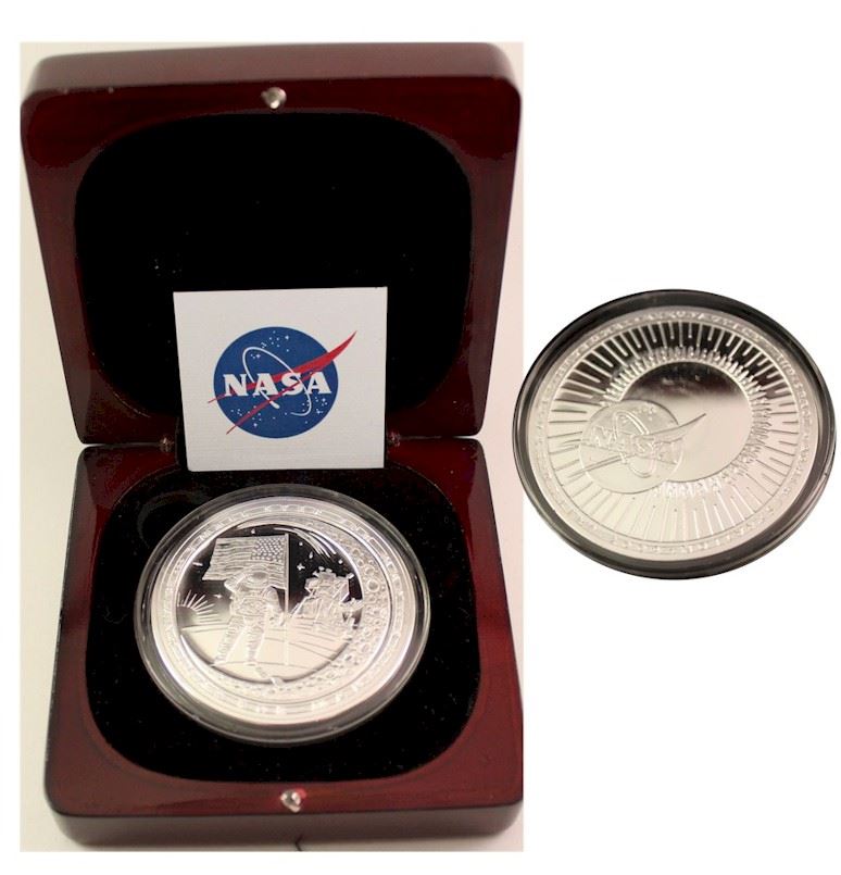 2003 NASA Commemorative "Tribute to the Columbia Astronauts" 5 oz. .999 Proof SIlver Coin.(tax exemp