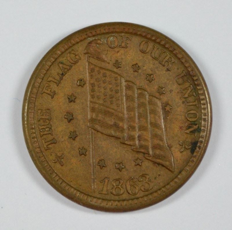 1863 CIVIL WAR TOKEN (THE FLAG OF OUR UNION)