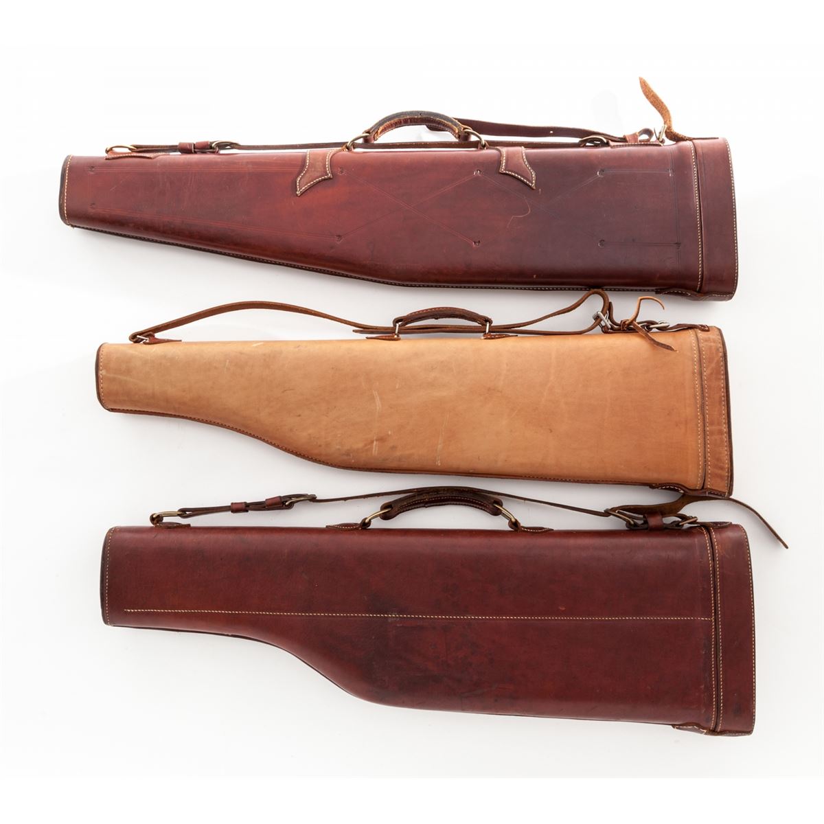 Lot Of Three 3 Leather Takedown Shotgun Cases Lot Of Three 3 Leather Takedown Shotgun Cases