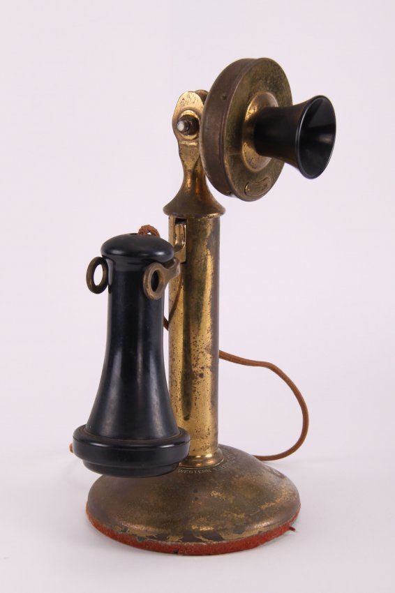 Western Electric brass candle stick telephone. Last