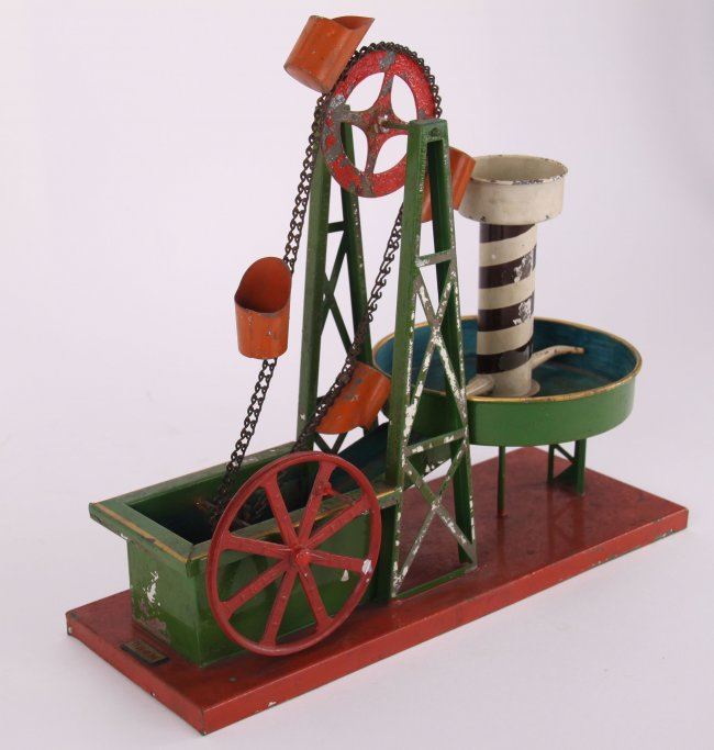 DRGM, German made tin toy, of a spinning water mill.