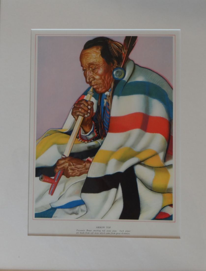 6 Winold Reiss prints of Black feet people for GN RR, 8" x 10 ", framed