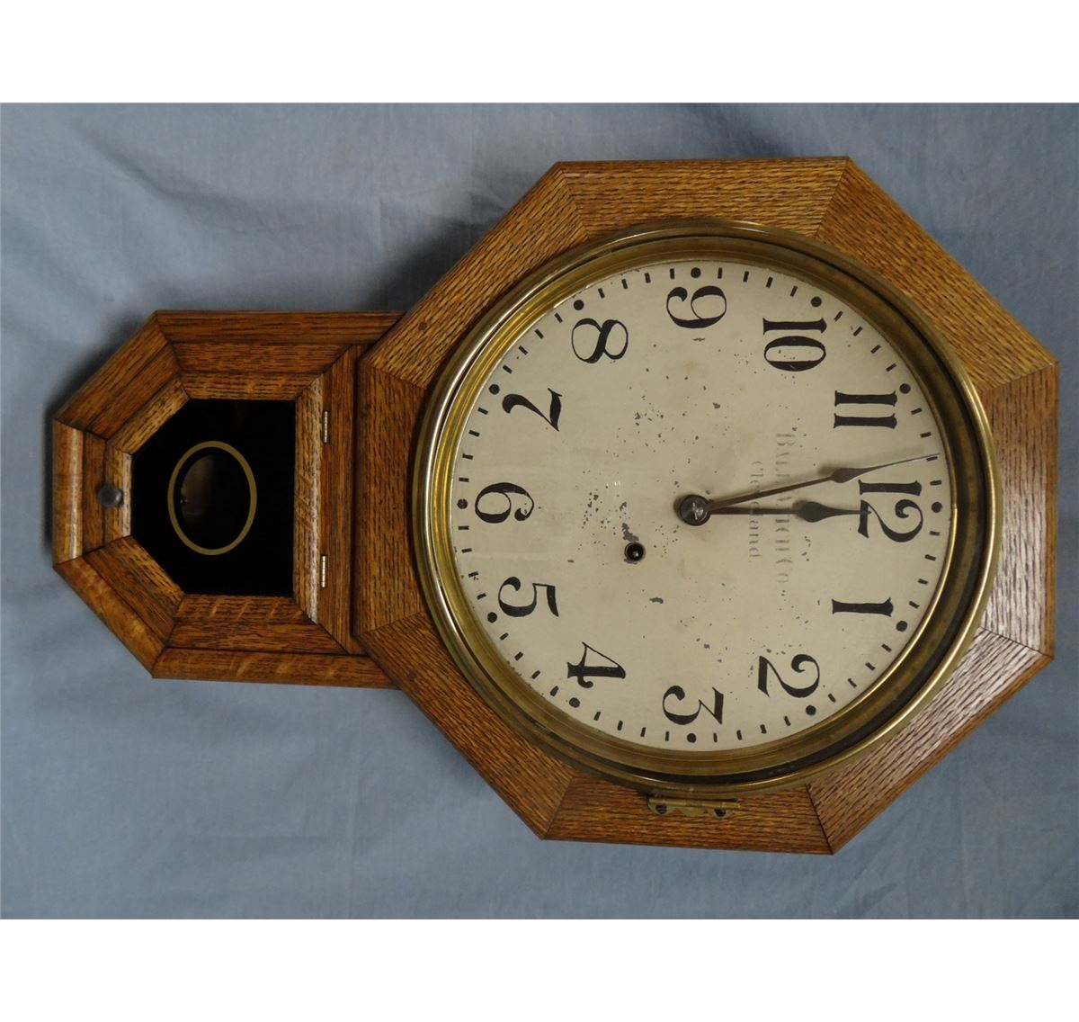 Ball RR office clock, 24", w/pendulum and key