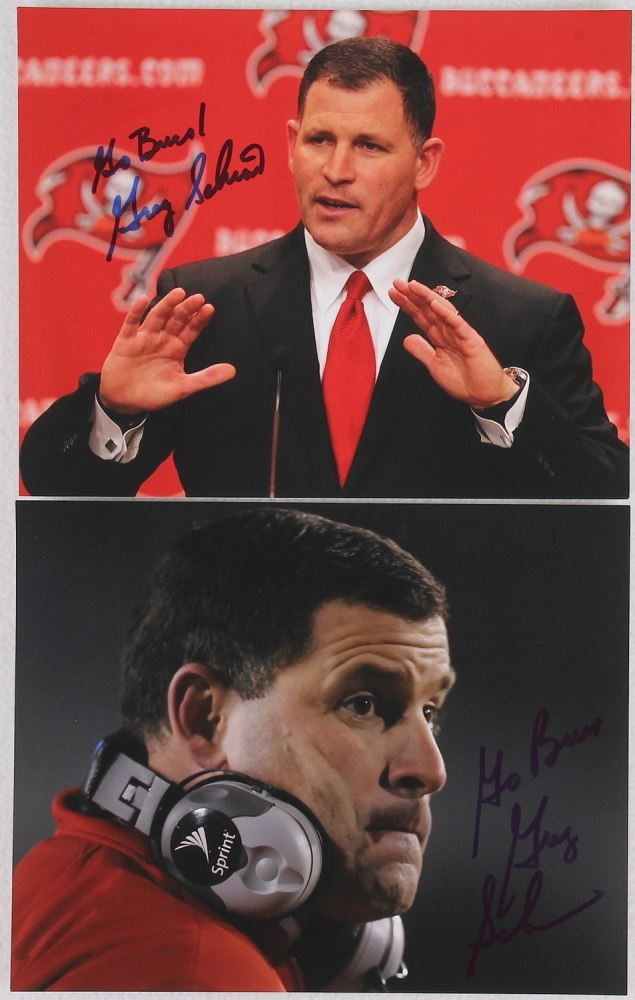 Lot of (2) Greg Schiano Signed Bucknell 8x10 Photos Inscribed "Go Bucs ...