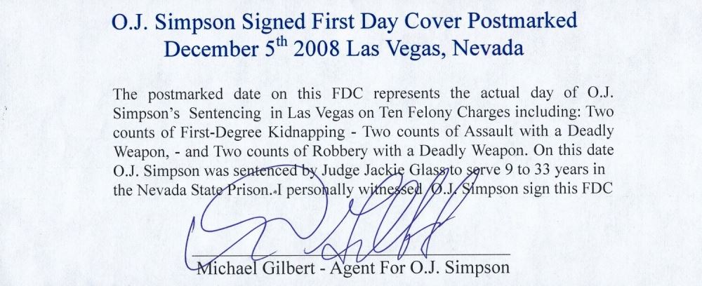 O.J. Simpson, Thomas Riccio, Bruce Fromong & Al Beardsley Signed 2008 ...