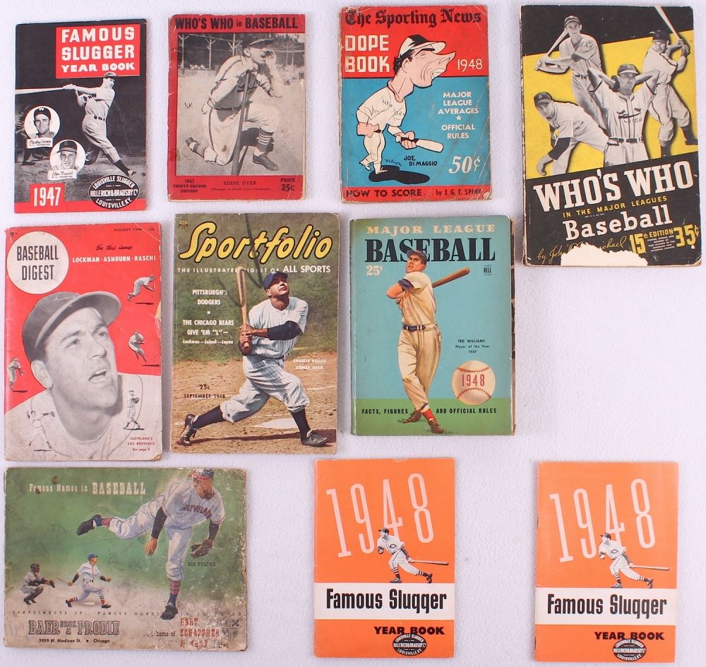 Lot of (10) Assorted 1940's Baseball Books with "Who's Who in Baseball ...