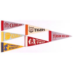 Lot of (6) Vintage 1960's Mini MLB Pennants