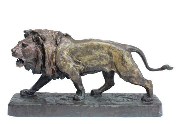 Vidal, bronze sculpture "Walking Lion"