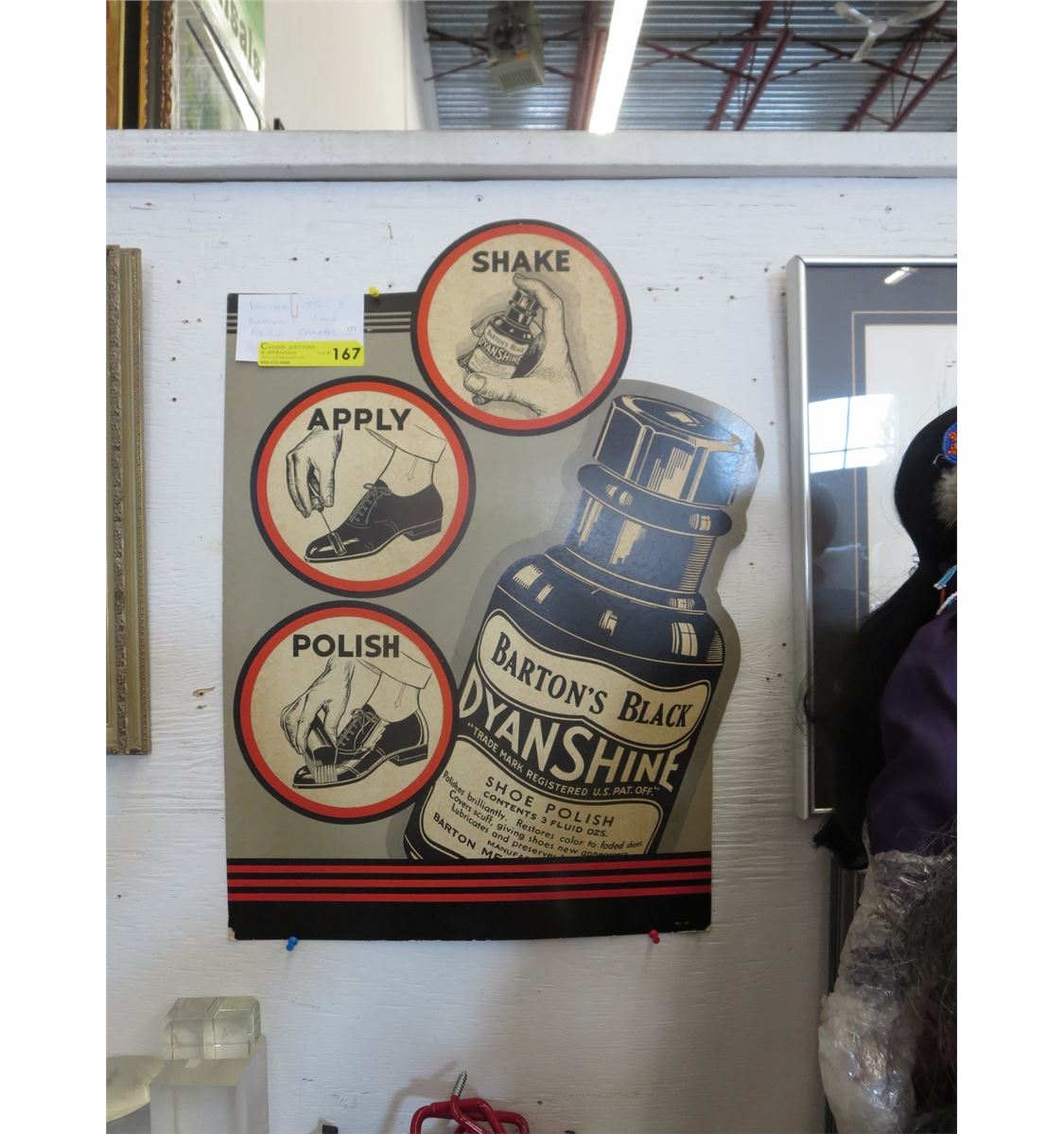 Vintage 1950's Barton's shoe polish sign
