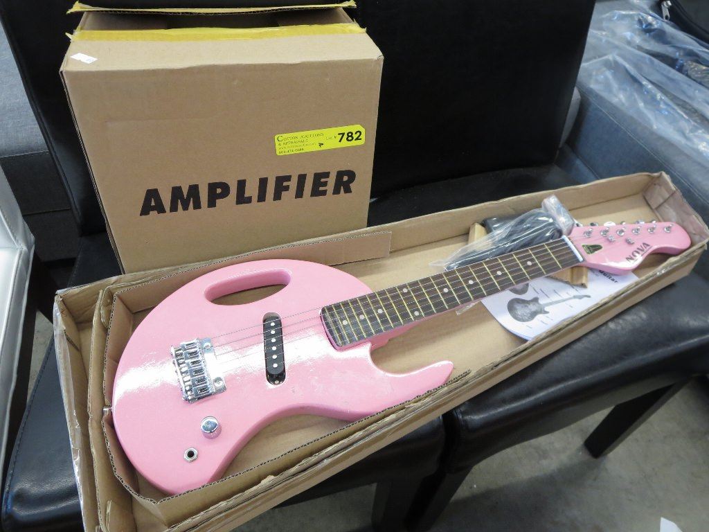 NEW - Pink children's electric guitar & amplifier