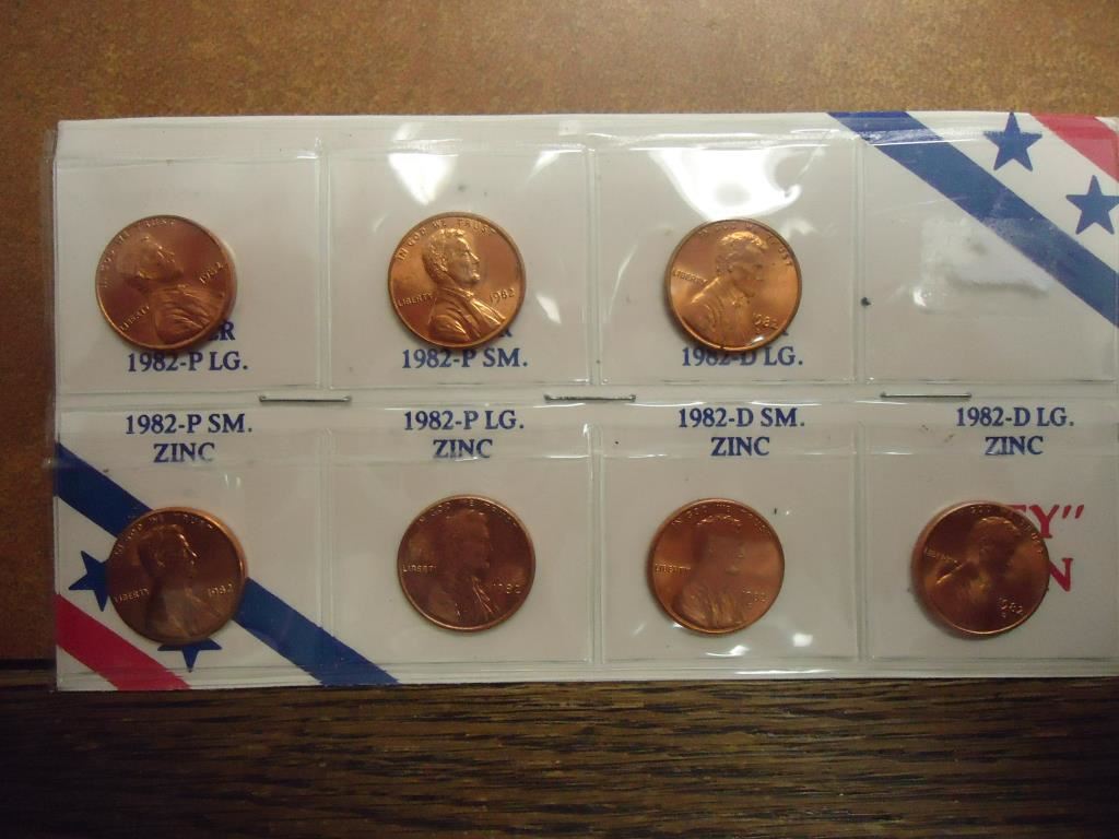 1982-7 VARIETIES LINCOLN CENT SET (UNC)