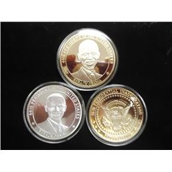 3-2009 BARACK OBAMA INAUGURATION TOKENS (PF) TWO ARE GOLD IN COLOR AND ...