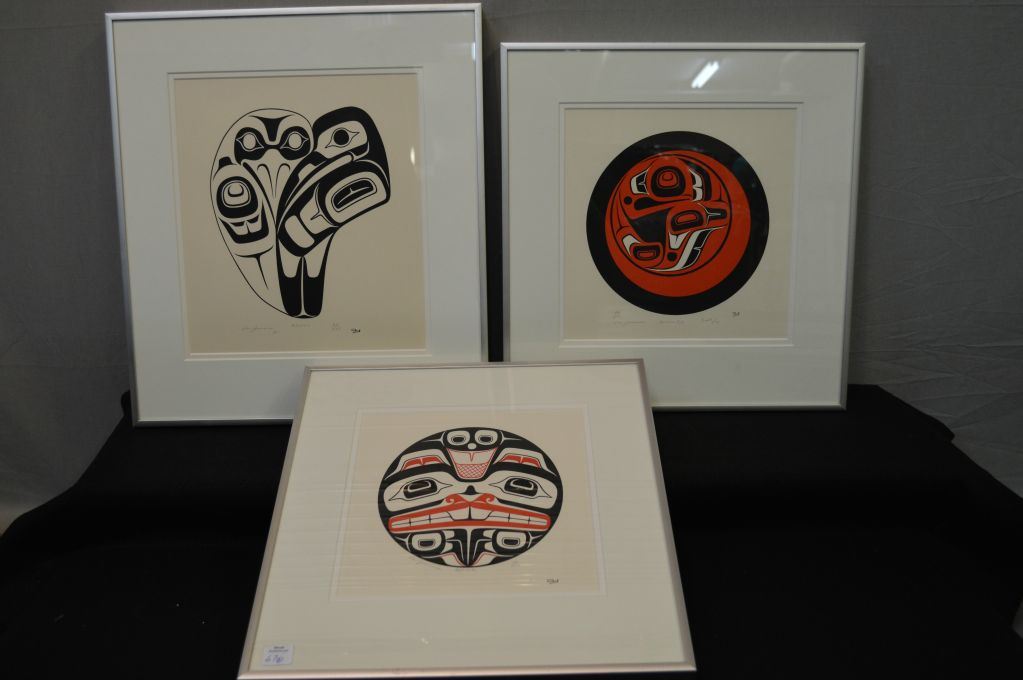 Three framed limited edition Haida prints by artist Don Yeomans ...