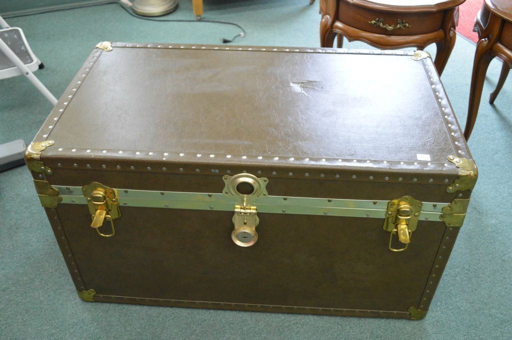 Eaton's Birkdale brass bound steamer trunk with removable tray
