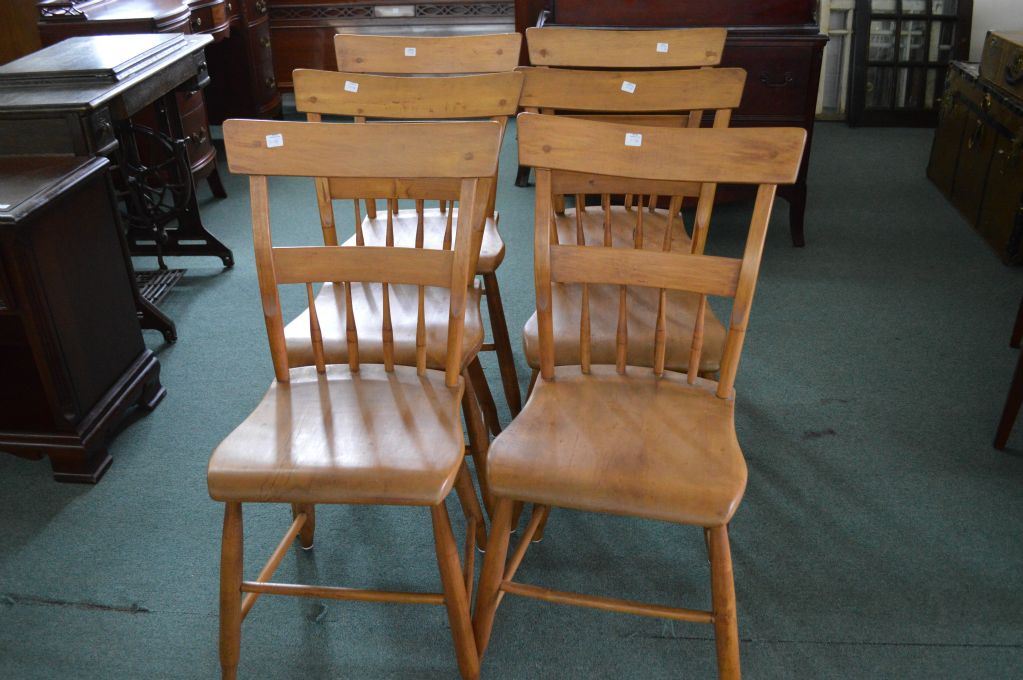 Set of six vintage "chicken-coop" chairs