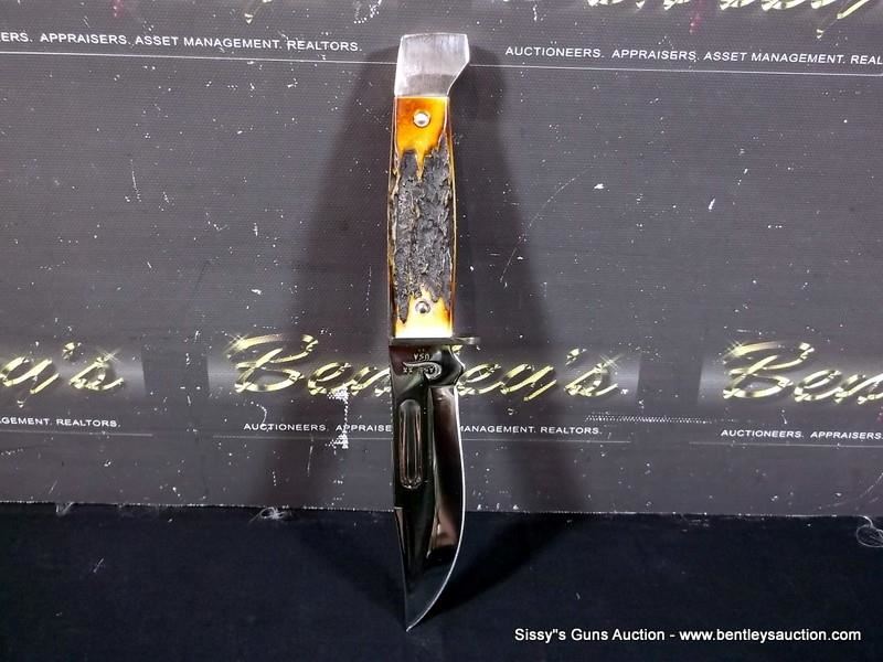 CASE XX 578-3 1/2-5 SS STAG SLAB SIDE HUNTER KNIFE