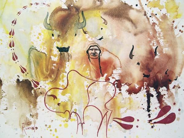 Watercolor Print by Oglala Lakota Artist V Runnels