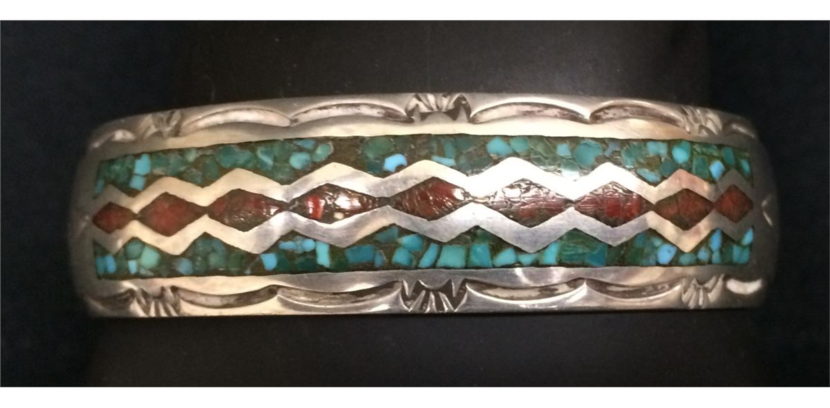 Chip Inlay Cuff by Navajo Corbet Joe