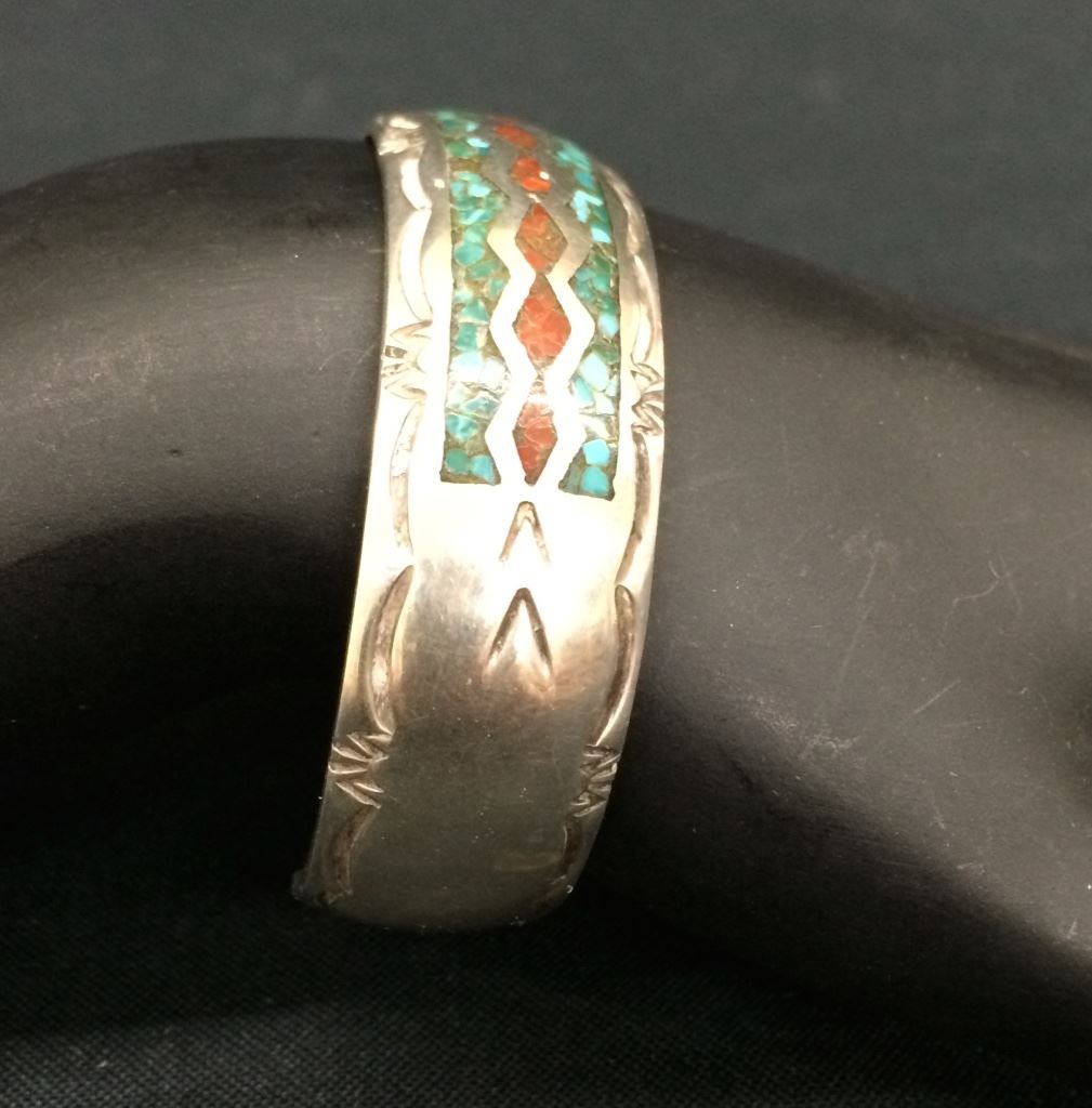Chip Inlay Cuff by Navajo Corbet Joe