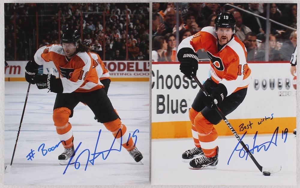Lot of (2) Scott Hartnell Signed Flyers 8x10 Photos Inscribed "# Boom ...
